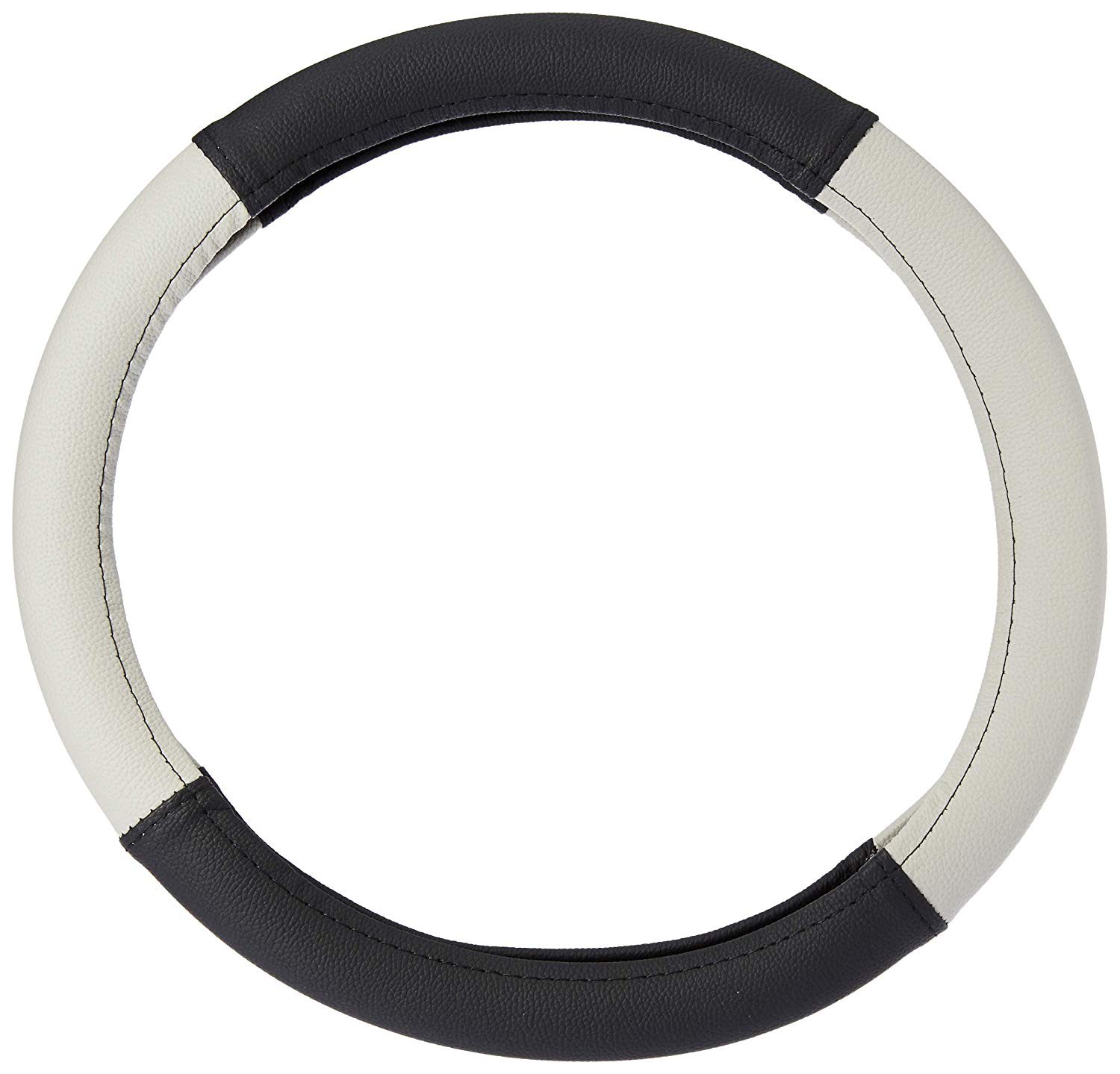 Universal Steering Wheel Cover (Black and Beige with strips)